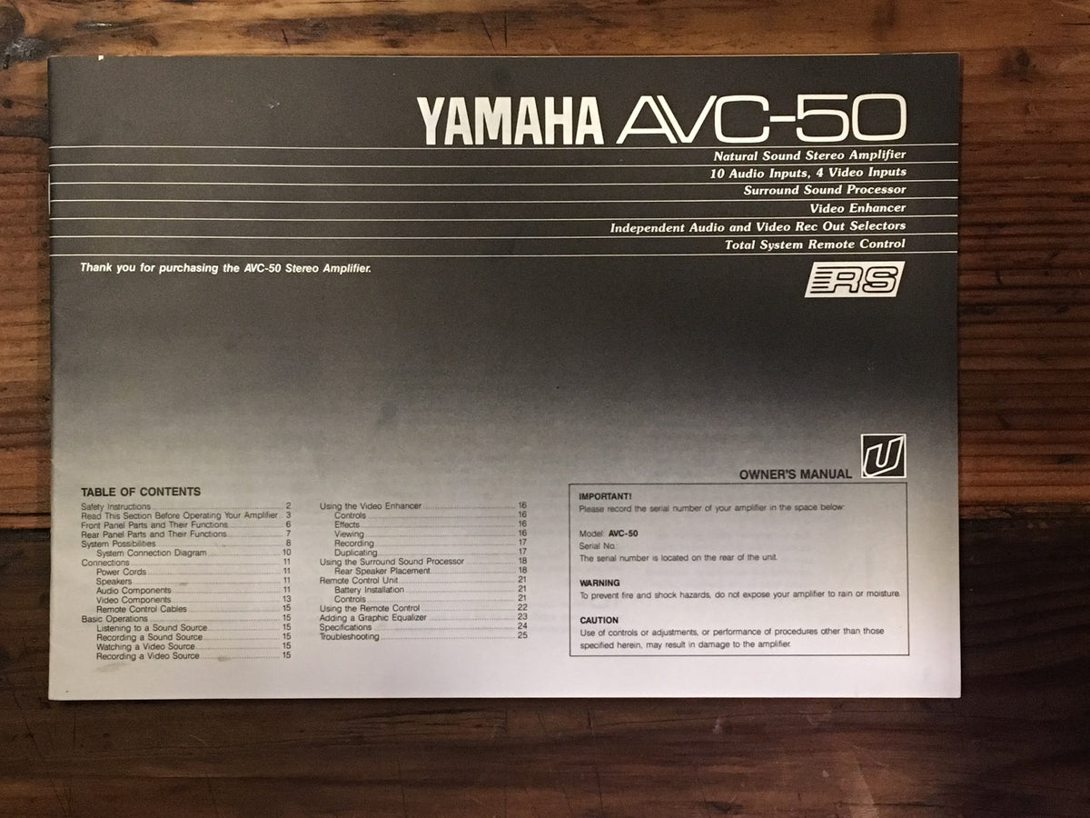 Amplifier Owners / User Manual *Original* – Vintage Audio Store ...