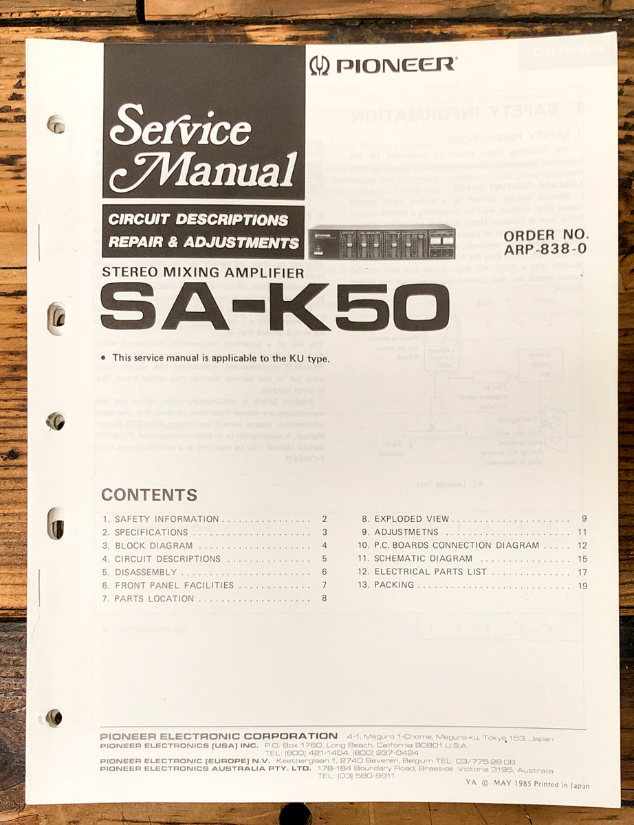 Amplifier Service Manual *Original* – Vintage Audio Store - Vintage ...
