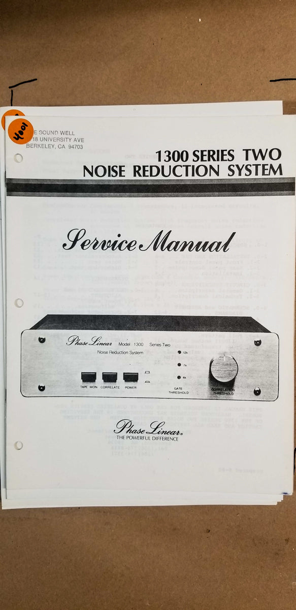 Phase Linear 1300 Series Two Noise Reduction Service Manual *Original ...