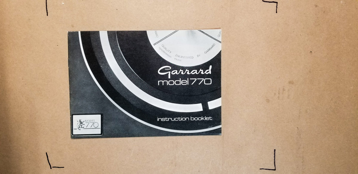 Garrard Model 770 Turntable Owners Manual *Original* – Vintage Audio ...